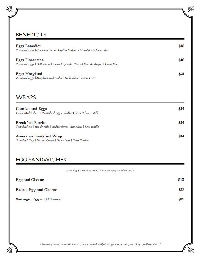 Breakfast Menu 2024 - Silvermine Golf Club