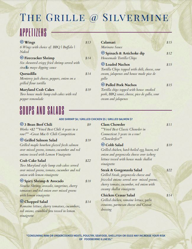 Daily Menu 2024 - Silvermine Golf Club